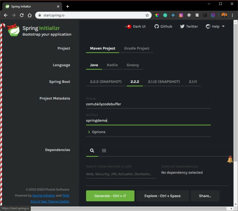 Introduction to Spring Initializr - Daily Code Buffer